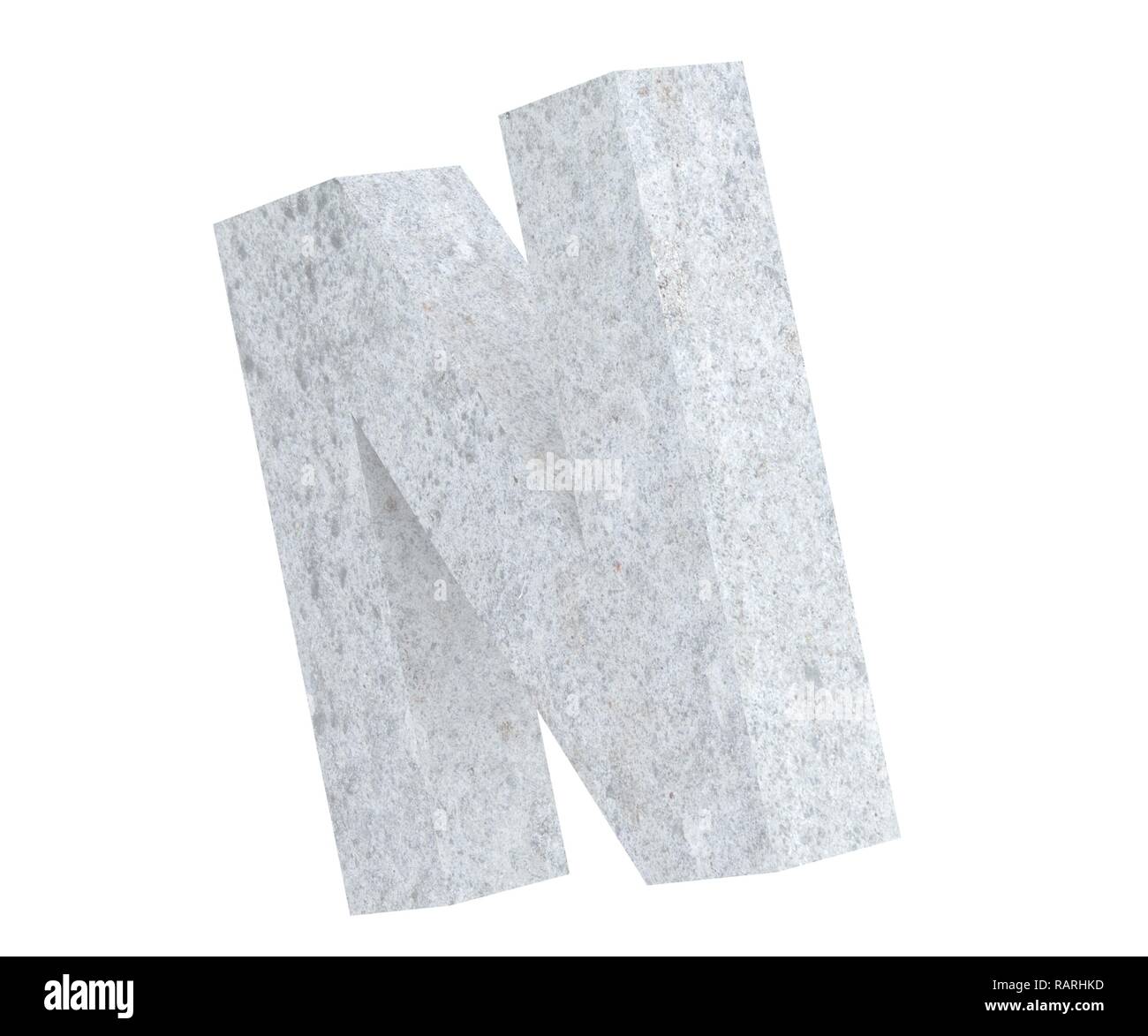 Concrete Capital Letter - N isolated on white background. 3D render ...