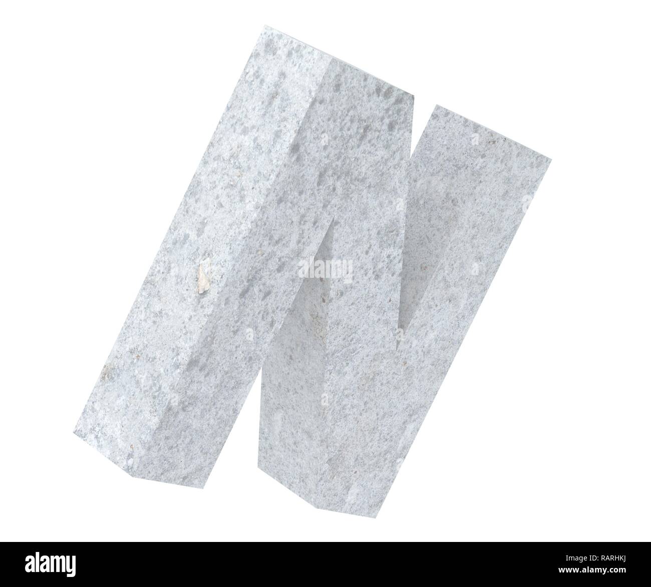 Concrete Capital Letter - N isolated on white background. 3D render ...