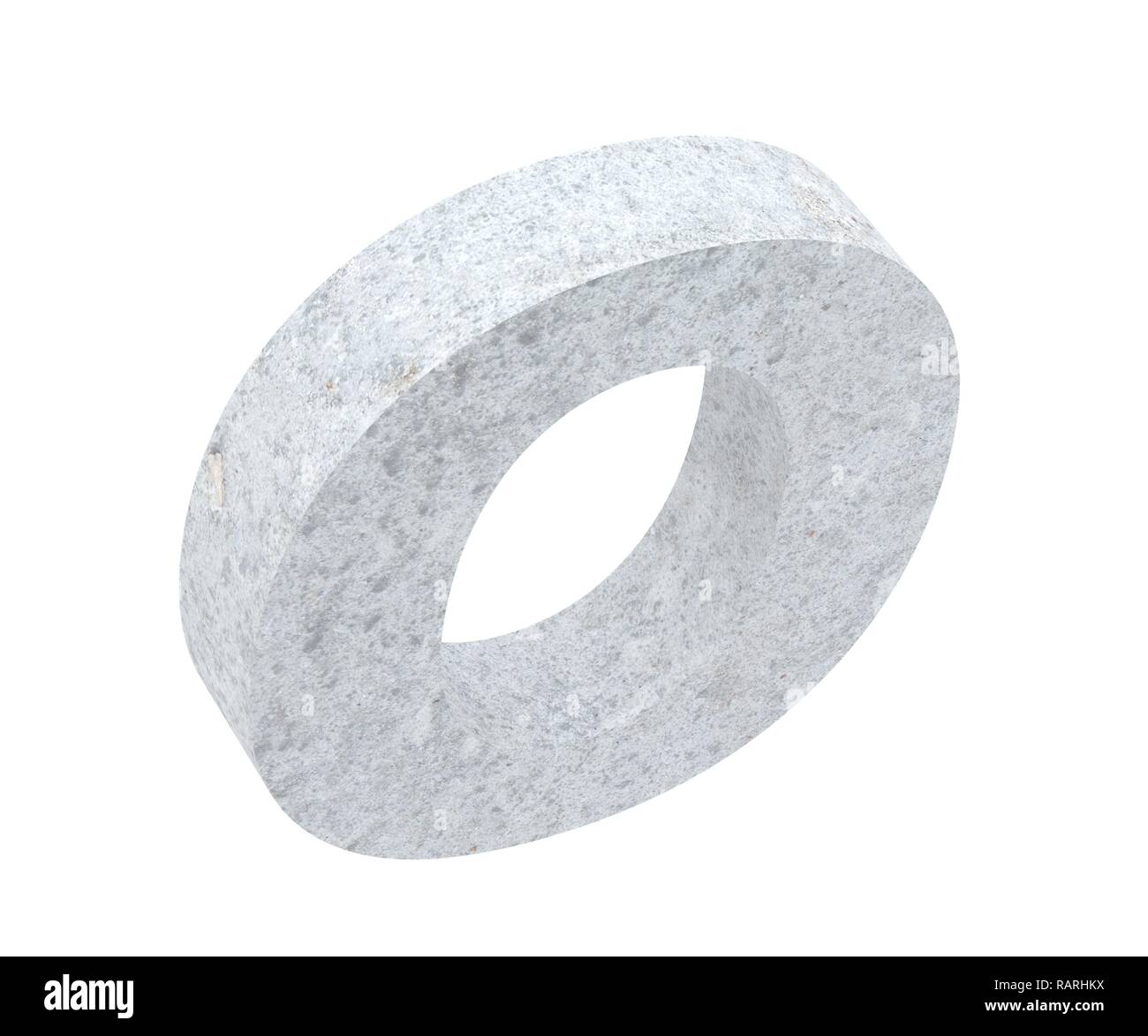 Concrete Capital Letter - O isolated on white background. 3D render ...