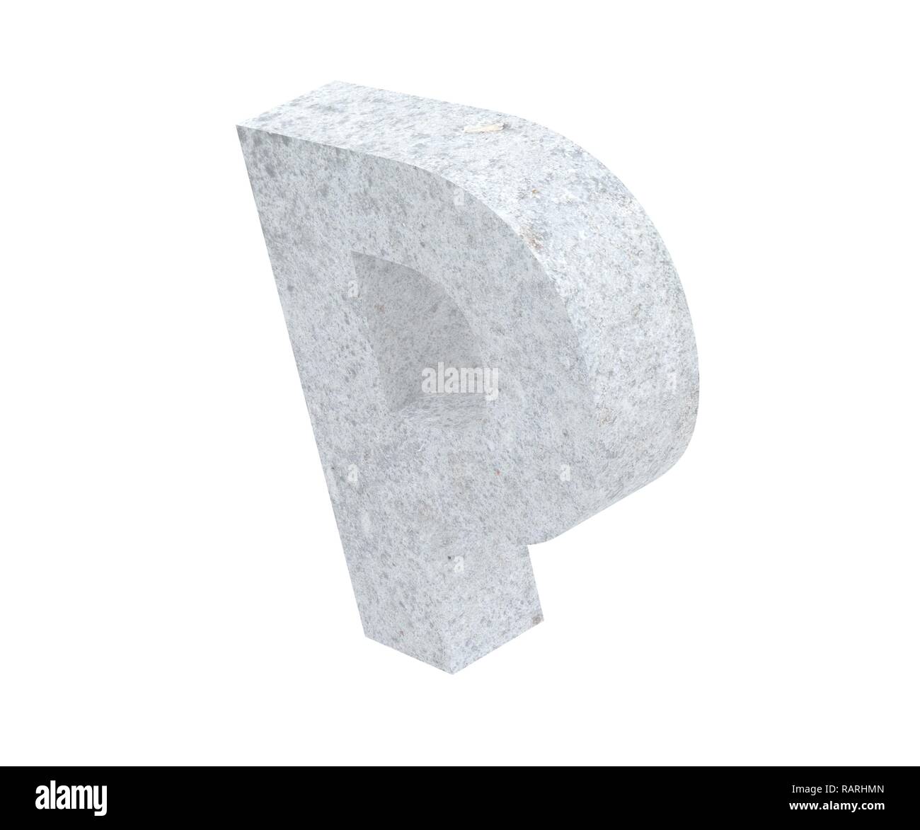 Concrete Capital Letter - P isolated on white background. 3D render ...