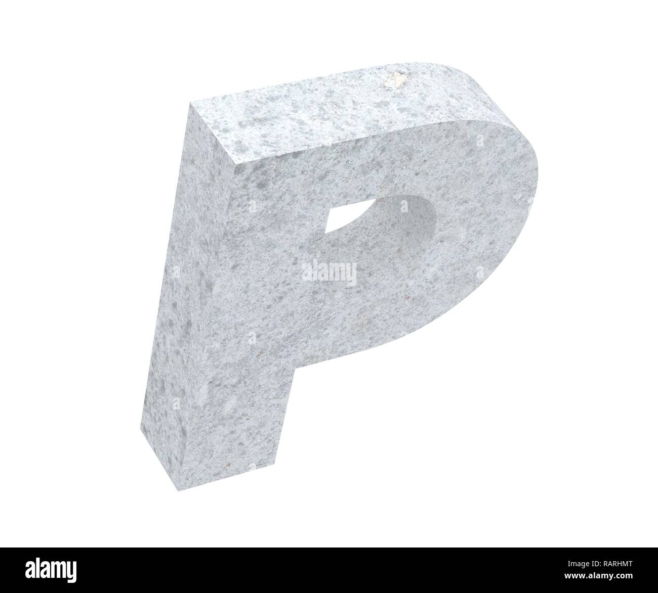 Concrete Capital Letter - P isolated on white background. 3D render ...