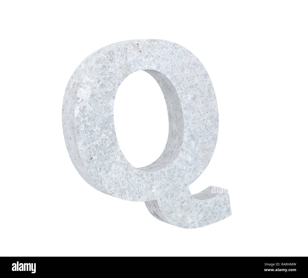 Concrete Capital Letter - Q isolated on white background. 3D render ...