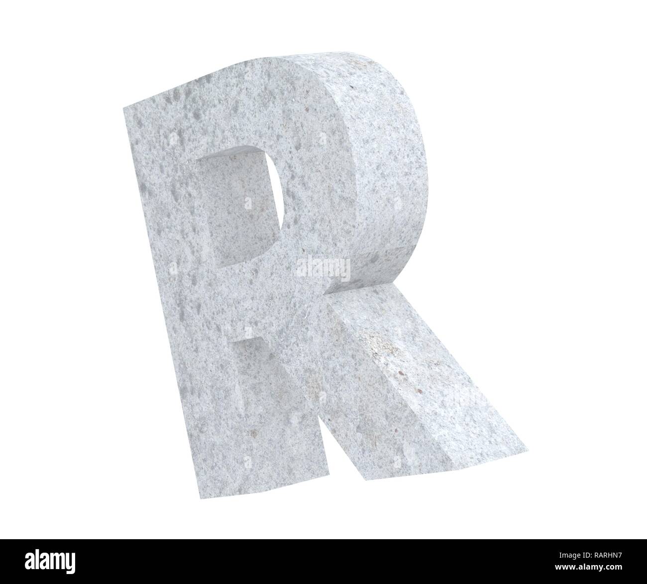 Concrete Capital Letter - R isolated on white background. 3D render ...