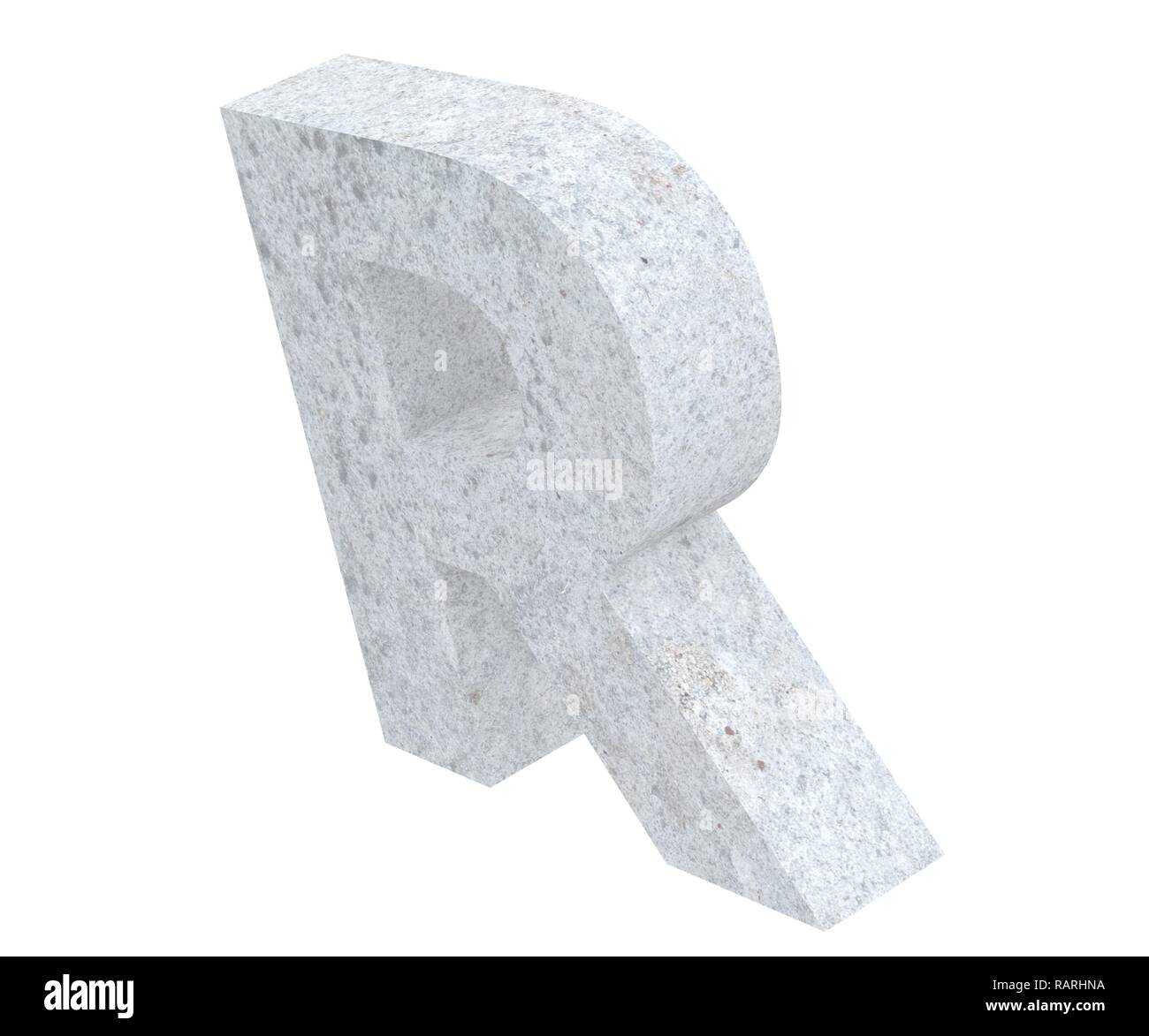 Concrete Capital Letter - R isolated on white background. 3D render ...
