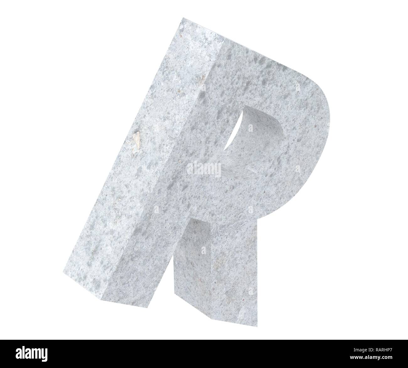 Concrete Capital Letter - R isolated on white background. 3D render ...
