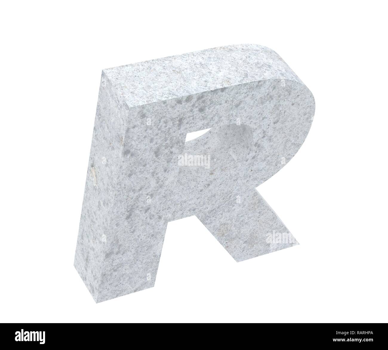 Concrete Capital Letter - R isolated on white background. 3D render ...