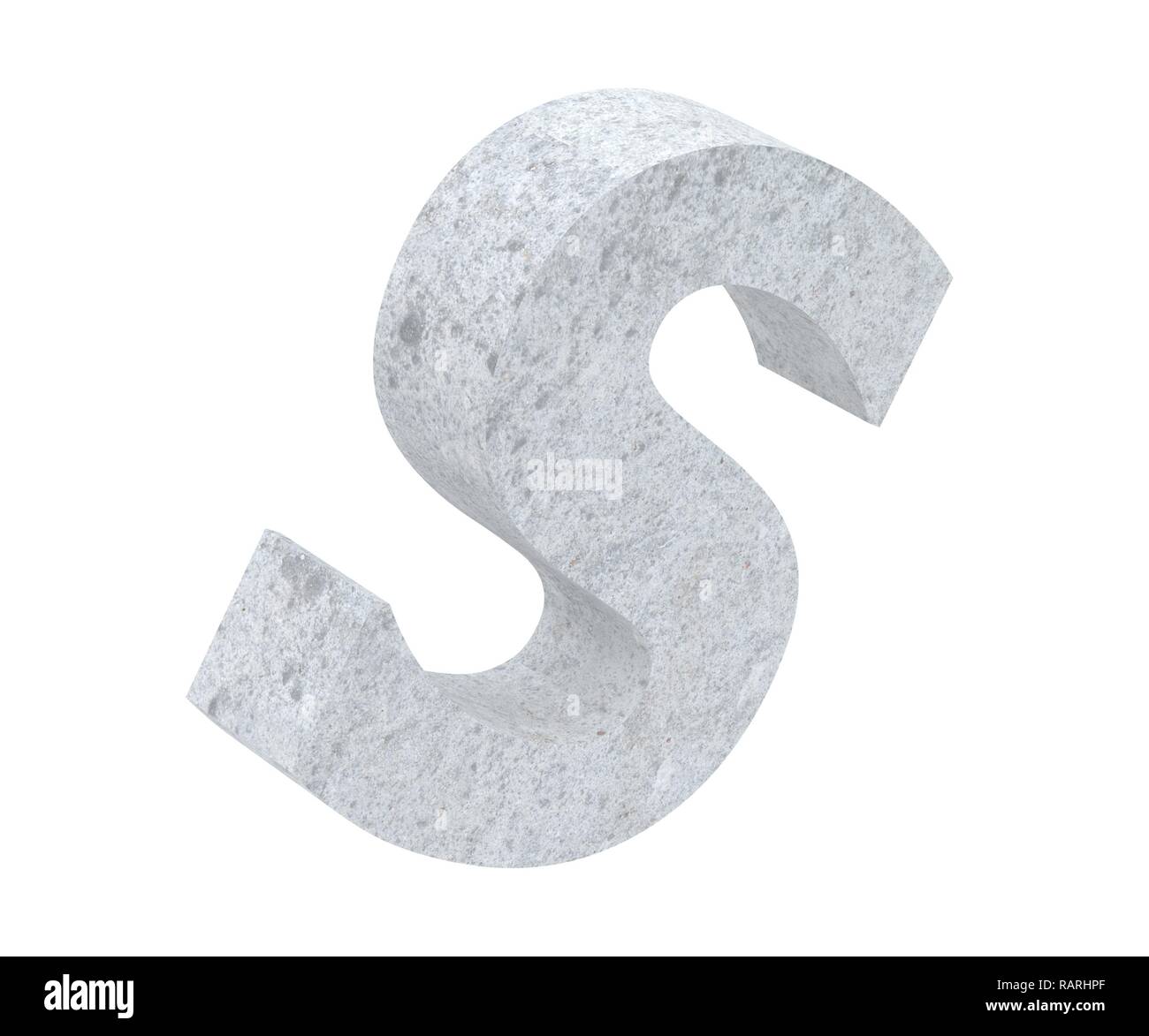 Concrete Capital Letter - S isolated on white background. 3D render ...