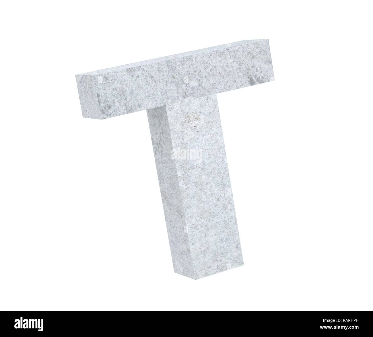 Concrete Capital Letter - T isolated on white background. 3D render ...