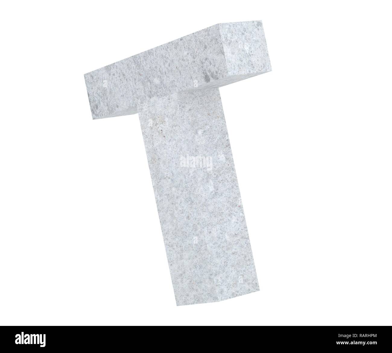 Concrete Capital Letter - T isolated on white background. 3D render ...