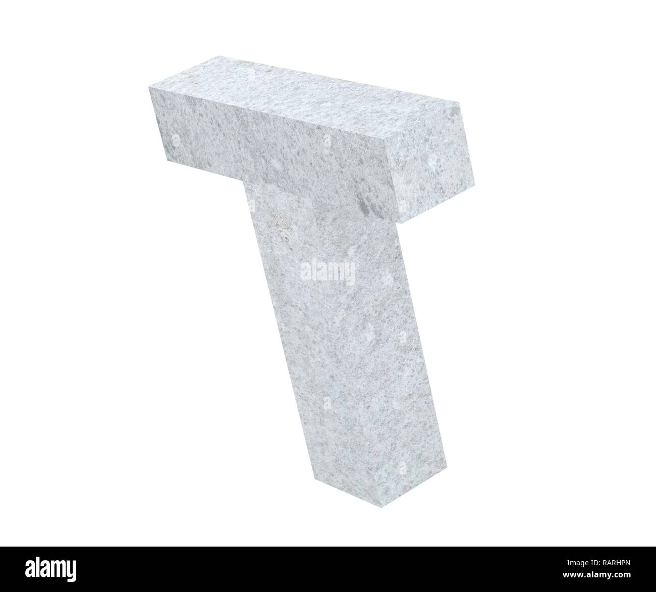 Concrete Capital Letter - T isolated on white background. 3D render ...