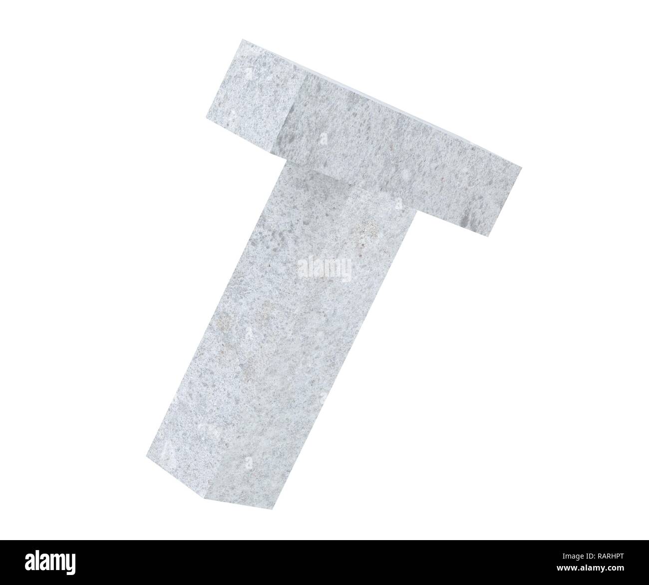 Concrete Capital Letter - T isolated on white background. 3D render ...