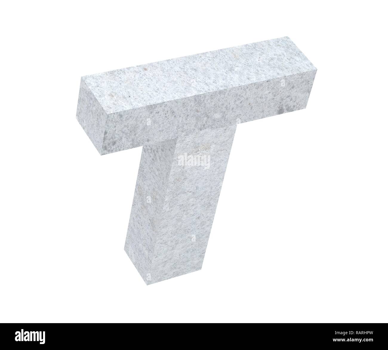 Concrete Capital Letter - T isolated on white background. 3D render ...