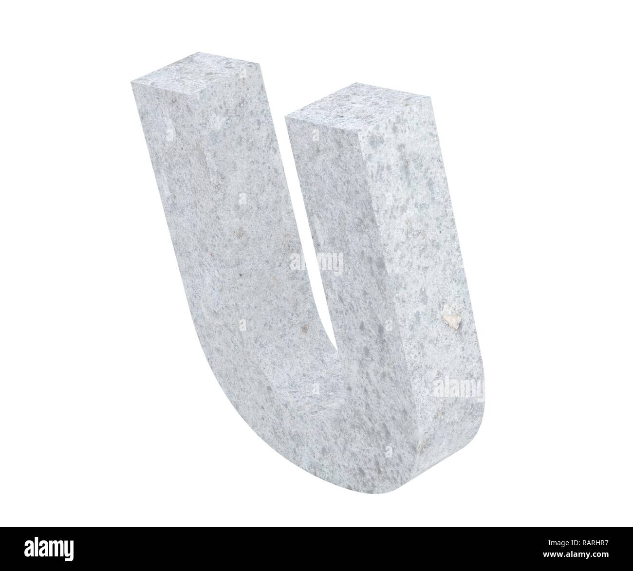 Concrete Capital Letter - U isolated on white background. 3D render ...