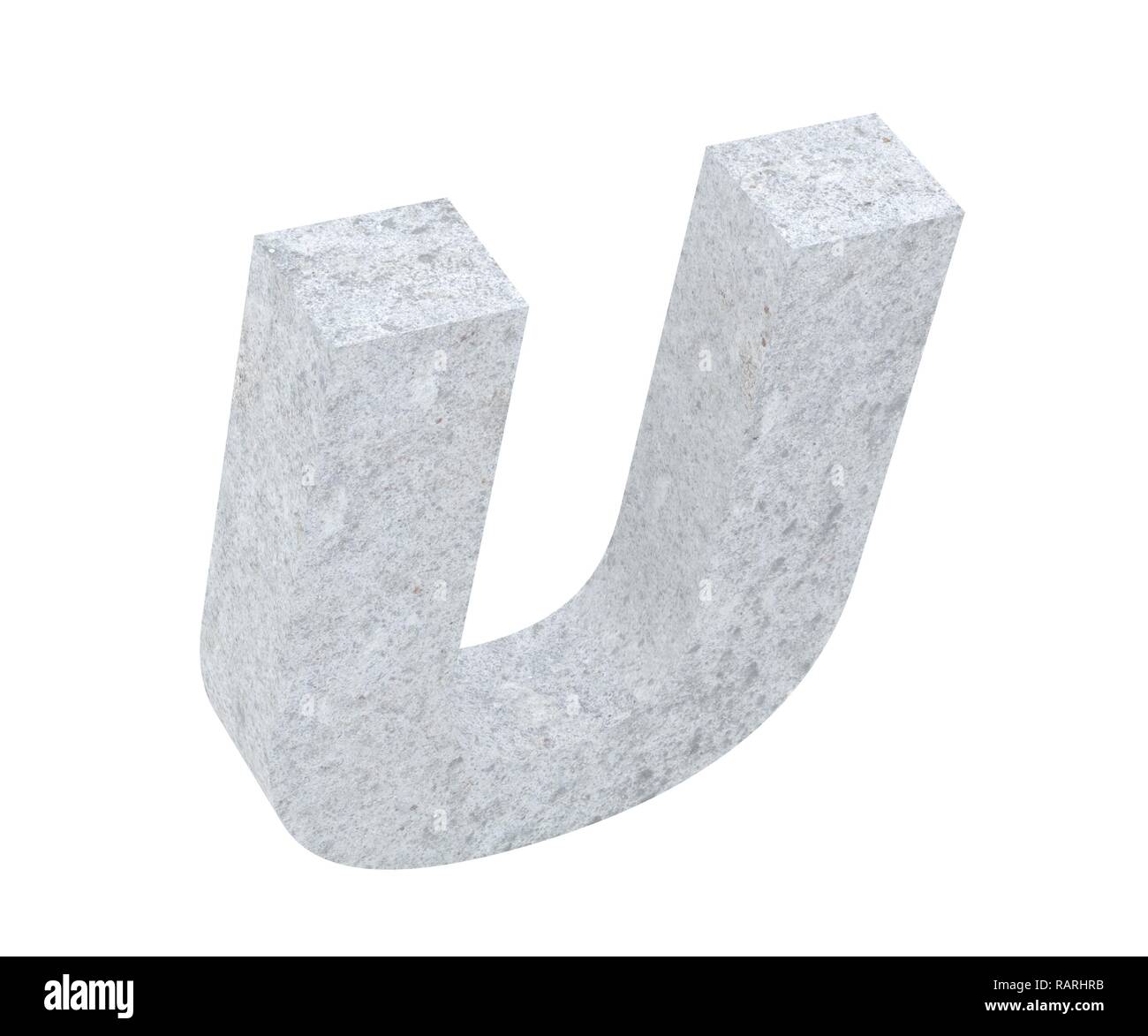 Concrete Capital Letter - U isolated on white background. 3D render ...
