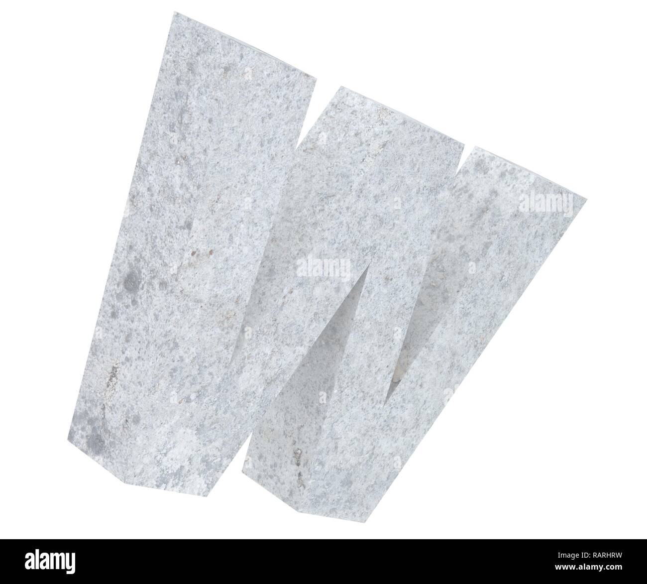 Concrete Capital Letter - W isolated on white background. 3D render ...