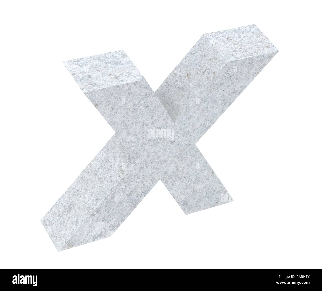 Concrete Capital Letter - X isolated on white background. 3D render ...