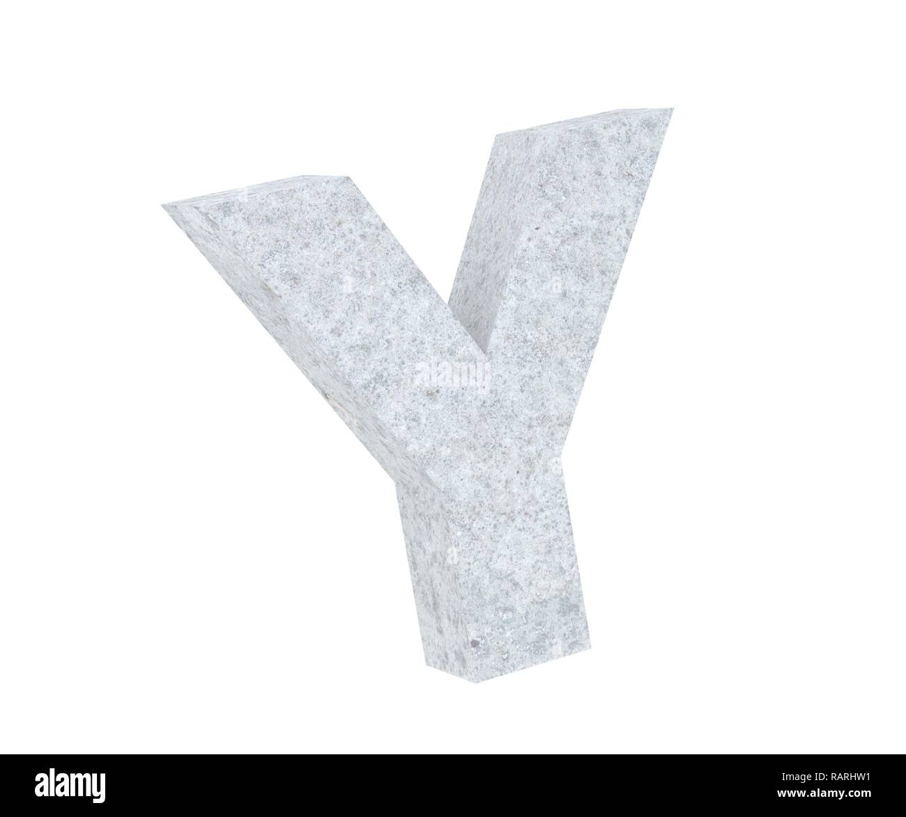 Concrete Capital Letter - Y isolated on white background. 3D render ...