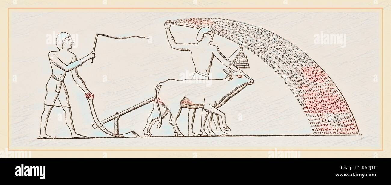 Ancient Egyptian Ploughing Egypt. Reimagined by Gibon. Classic art with ...