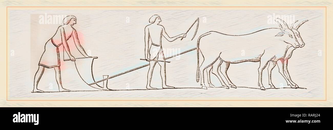 Ancient Egyptian Ploughing Egypt. Reimagined by Gibon. Classic art with ...