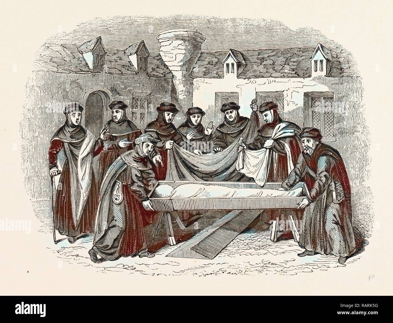 Burial deceased Monk interior Convent. an ancient drawing, London ...
