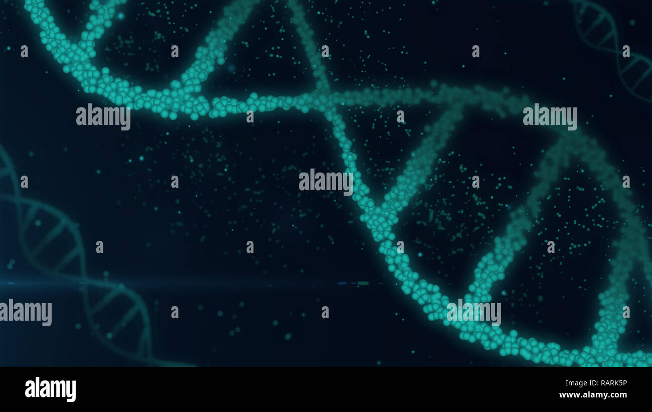 DNA helix molecules abstract 3D illustration. Biotechnology, genetics ...