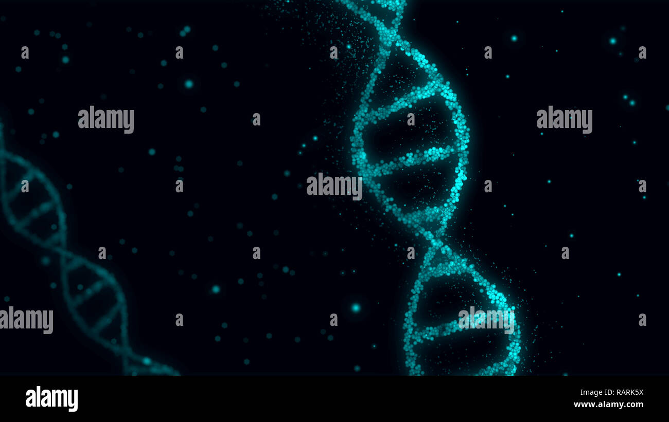 DNA helix molecules abstract 3D illustration. Biotechnology, genetics ...