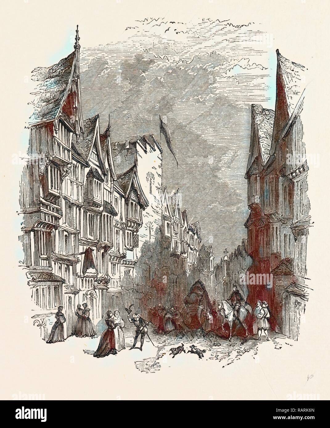 Barbican. Designed old Maps Elevations, London, England, engraving 19th ...