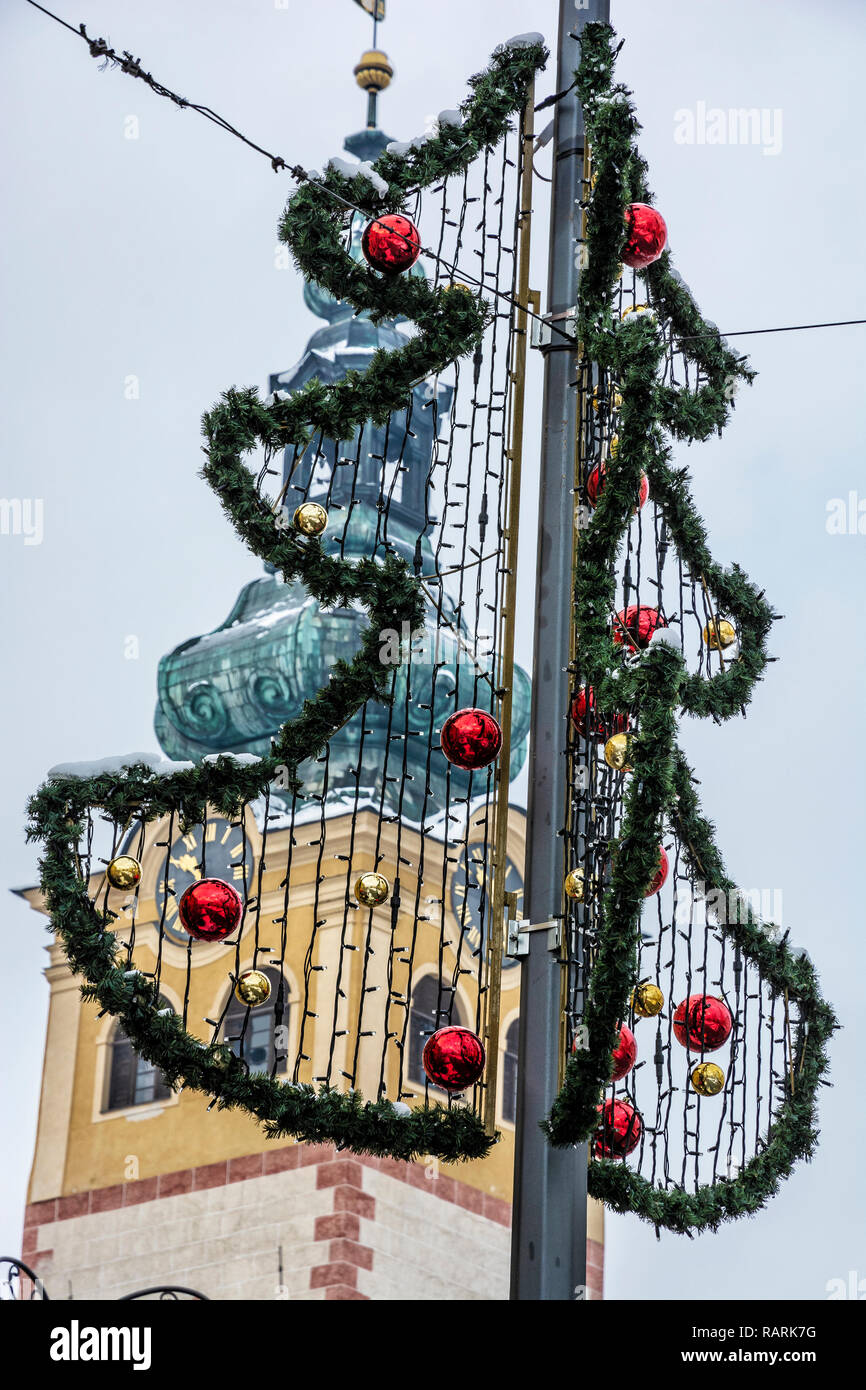 Symbolic Christmas tree in Banska Bystrica, Slovak republic ...