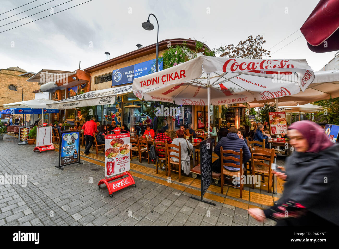 Street cafe, Old Town, Nicosia, Turkish republic of north cyprus ...
