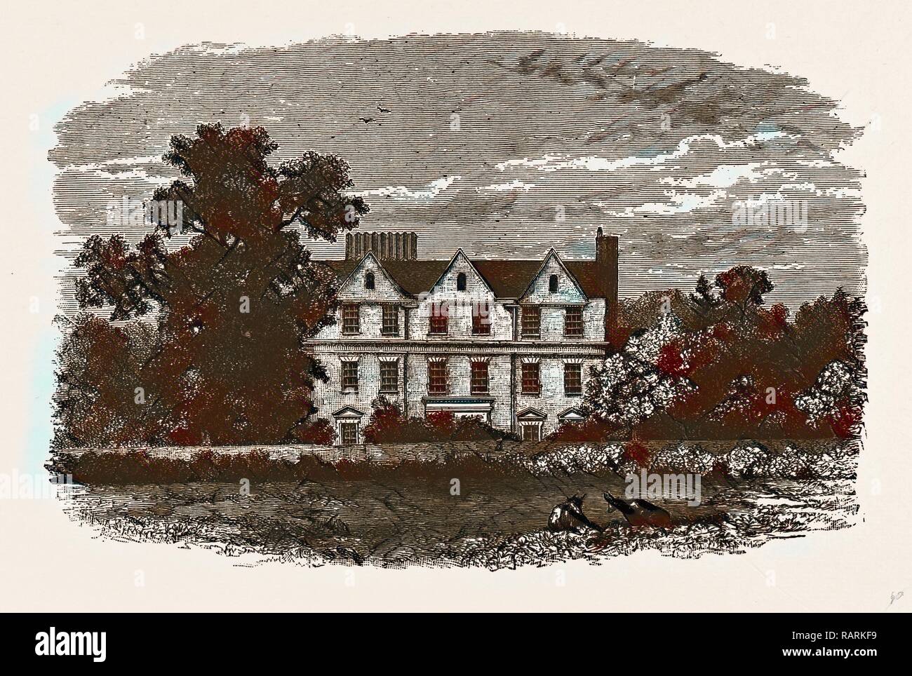 BOSTON HOUSE, from an old Print of 1799. Reimagined by Gibon. Classic ...