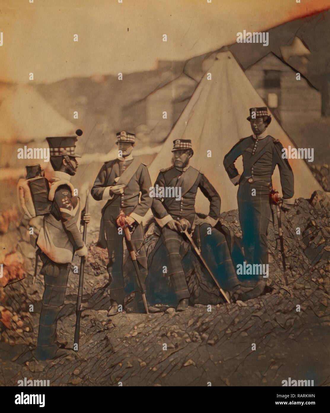Group of the 71st Regiment with colour sergeant, Crimean War, 1853-1856 ...
