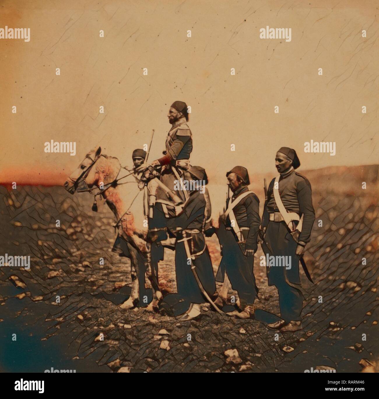 Ismail Pacha on horseback, with Turkish officers, Crimean War, 1853 ...