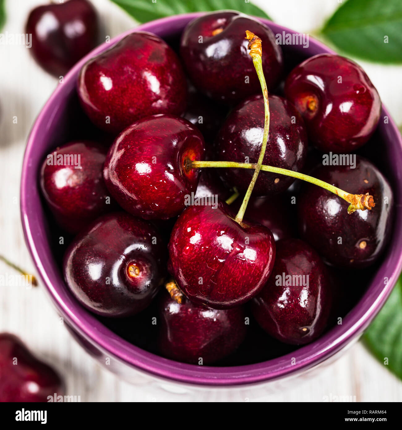 Sweet Red Cherries. Cherries Background Stock Photo - Alamy