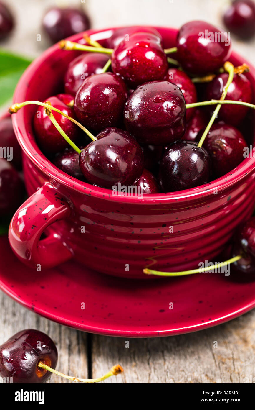 Sweet Red Cherries. Cherries Background Stock Photo - Alamy