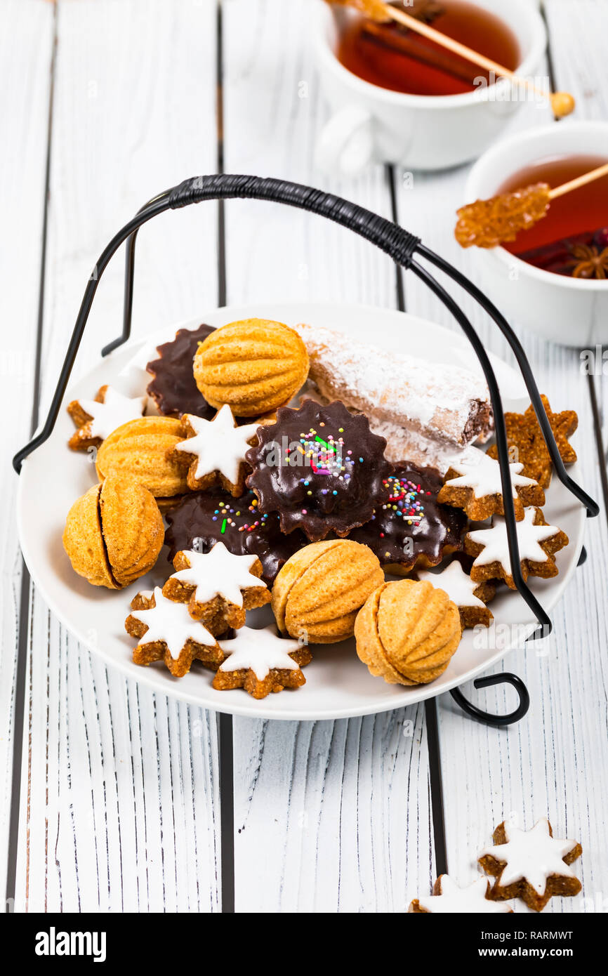 Assorted Mixed Cookies, Variety Flavors with Tea Stock Photo - Alamy