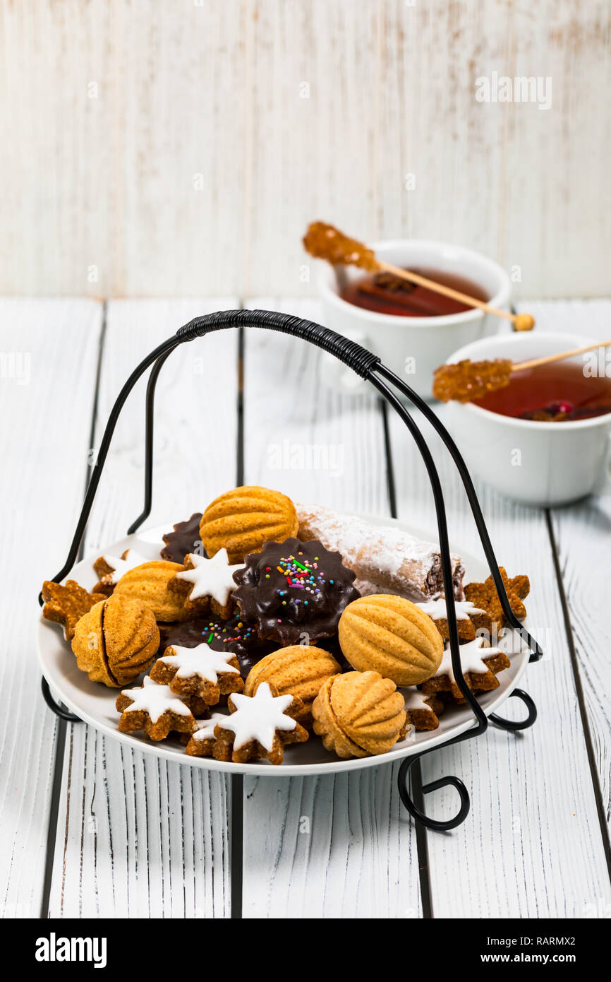 Assorted Mixed Cookies, Variety Flavors with Tea Stock Photo - Alamy