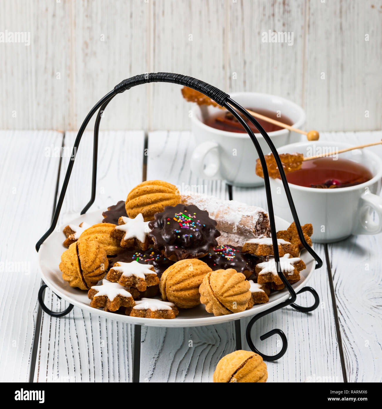 Assorted Mixed Cookies, Variety Flavors with Tea Stock Photo - Alamy
