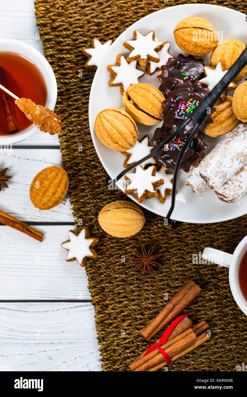 Assorted Mixed Cookies, Variety Flavors with Tea Stock Photo - Alamy