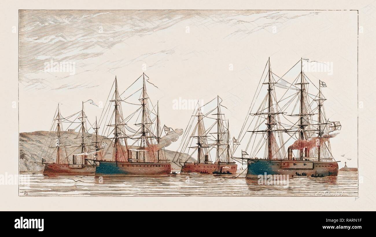 THE GERMAN IRONCLAD FLEET IN PLYMOUTH SOUND, UK, 1876, Deutschland ...