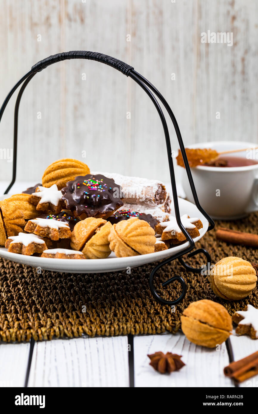 Assorted Mixed Cookies, Variety Flavors with Tea Stock Photo - Alamy