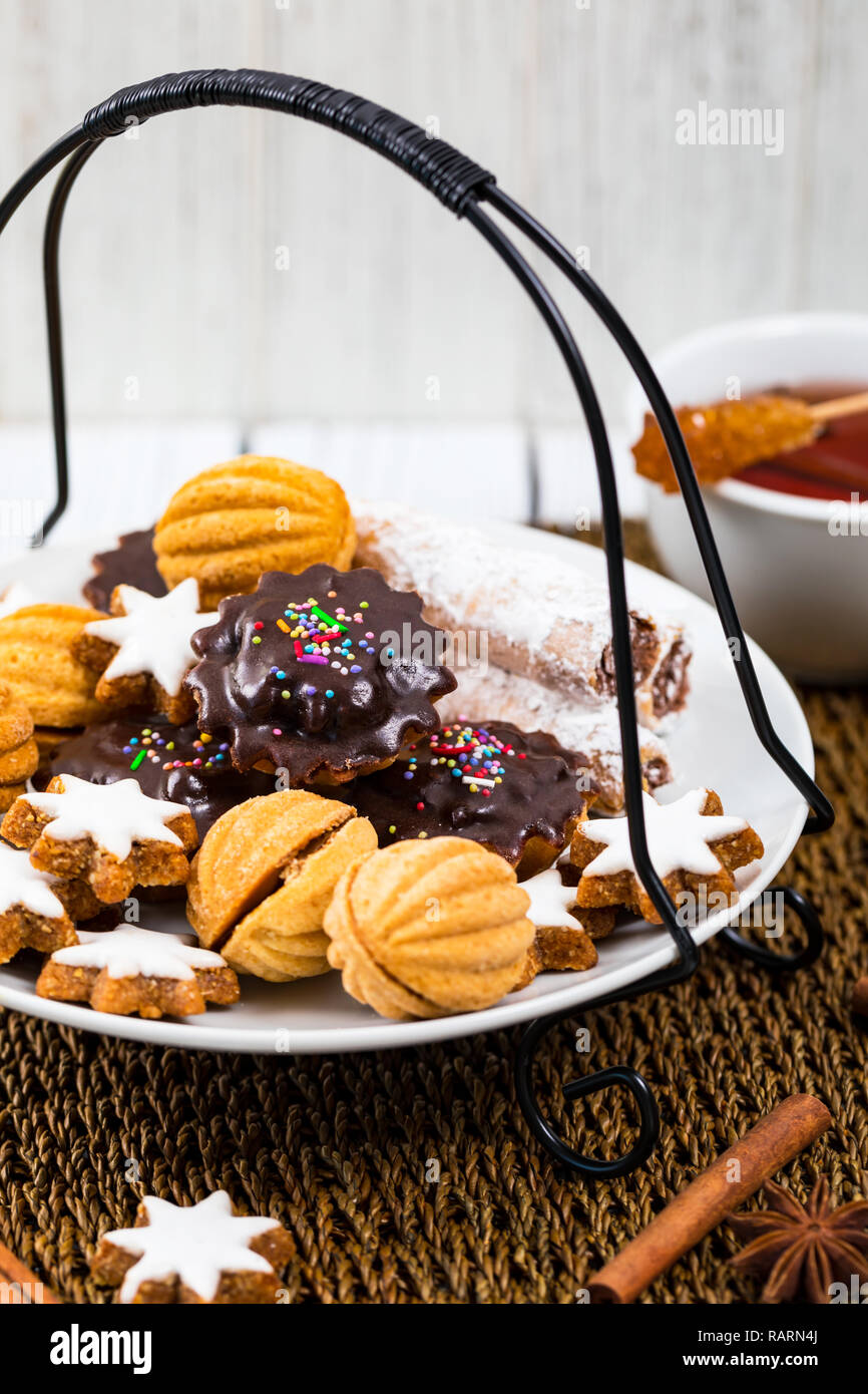 Assorted Mixed Cookies, Variety Flavors with Tea Stock Photo - Alamy