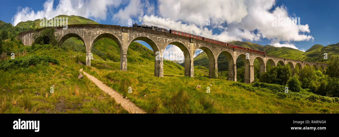 Steam train on old bridge, Highlands, Scotland Stock Photo - Alamy