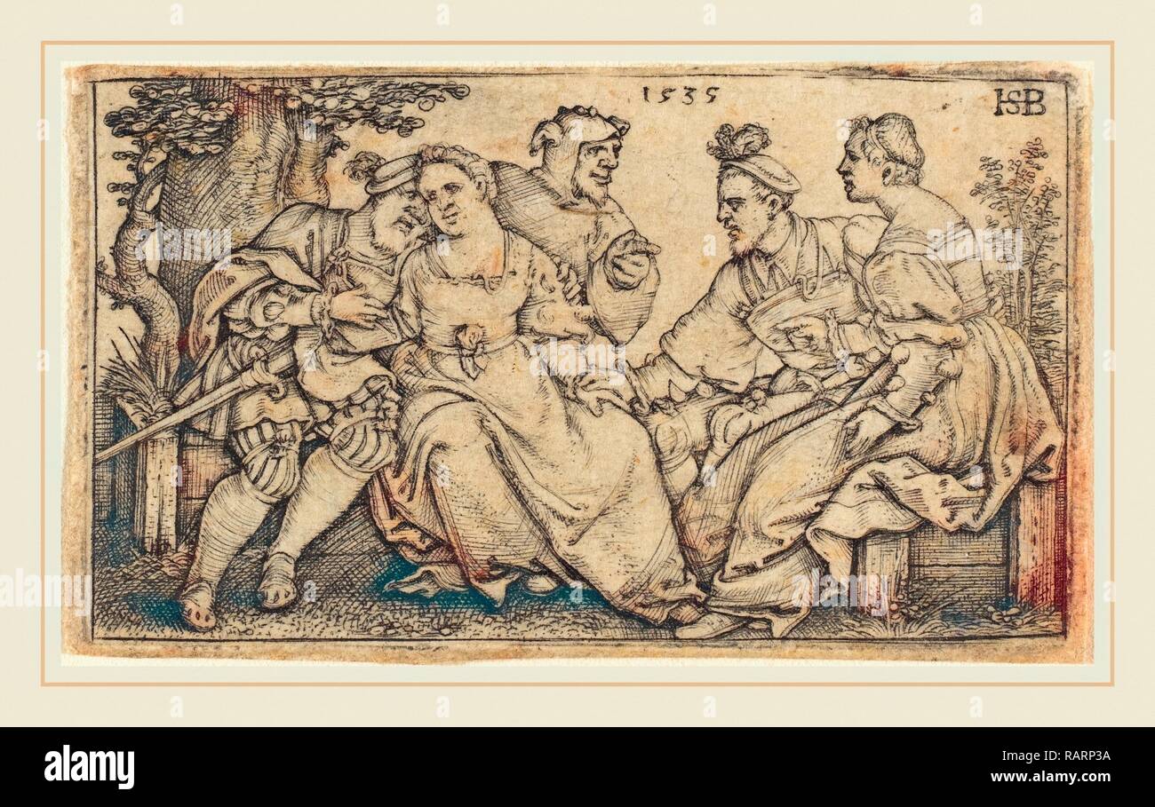 Sebald Beham (German, 1500-1550), Two Loving Pairs with Clown, 1535 ...