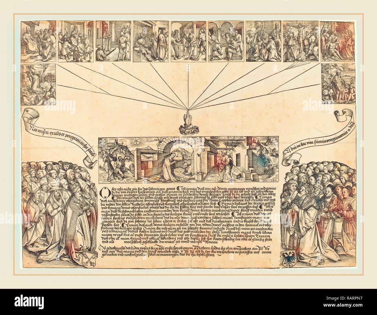 Wolf Traut (German, c. 1486-1520), The Nativity, woodcut. Reimagined by ...