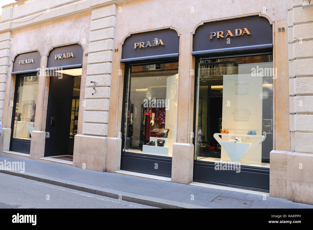 ROME, ITALY - AUGUST 21, 2018: Prada Store in Via Condotti, Rome city ...