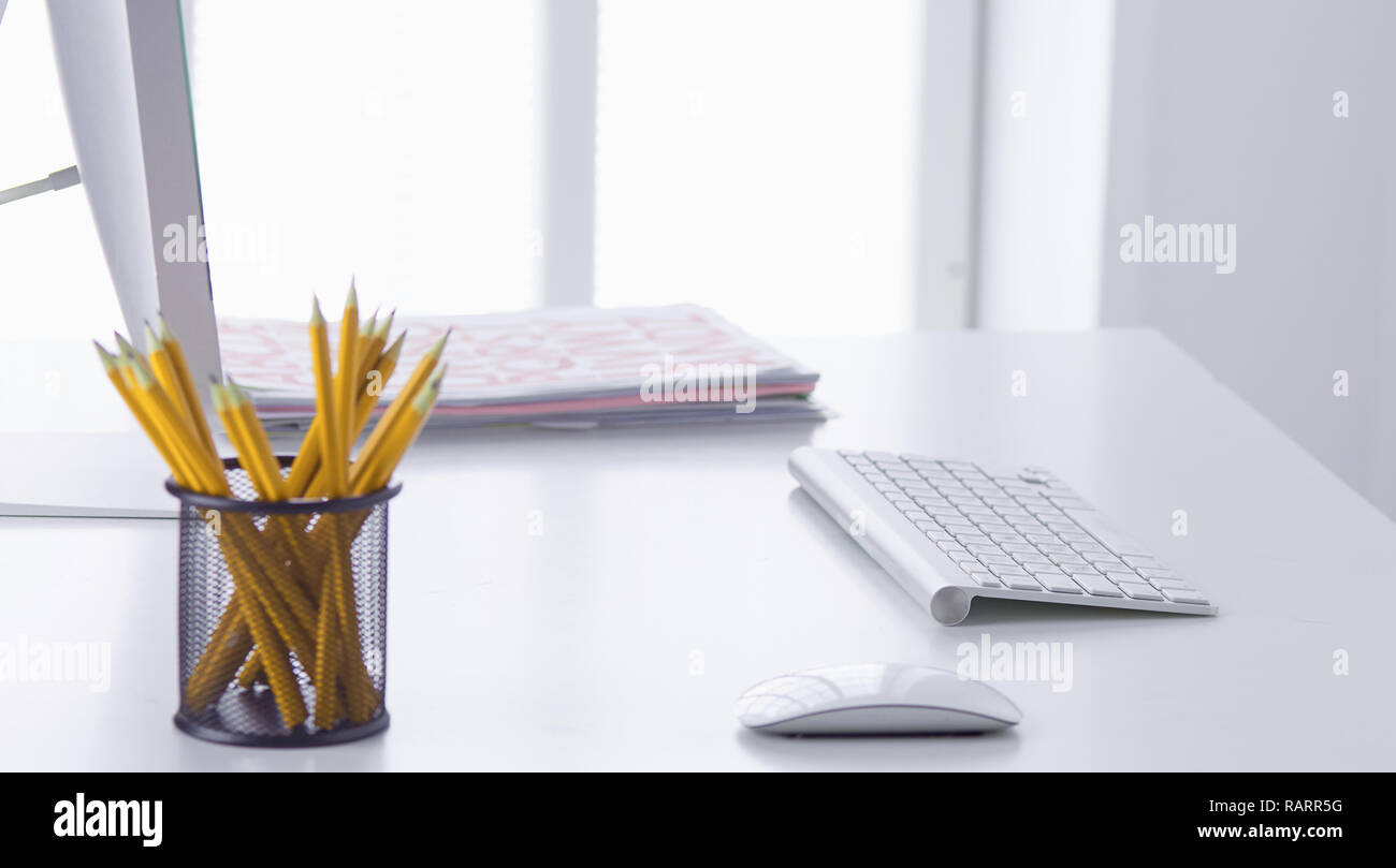 Graphite pencils in a metal grid-container. Concept Stock Photo - Alamy