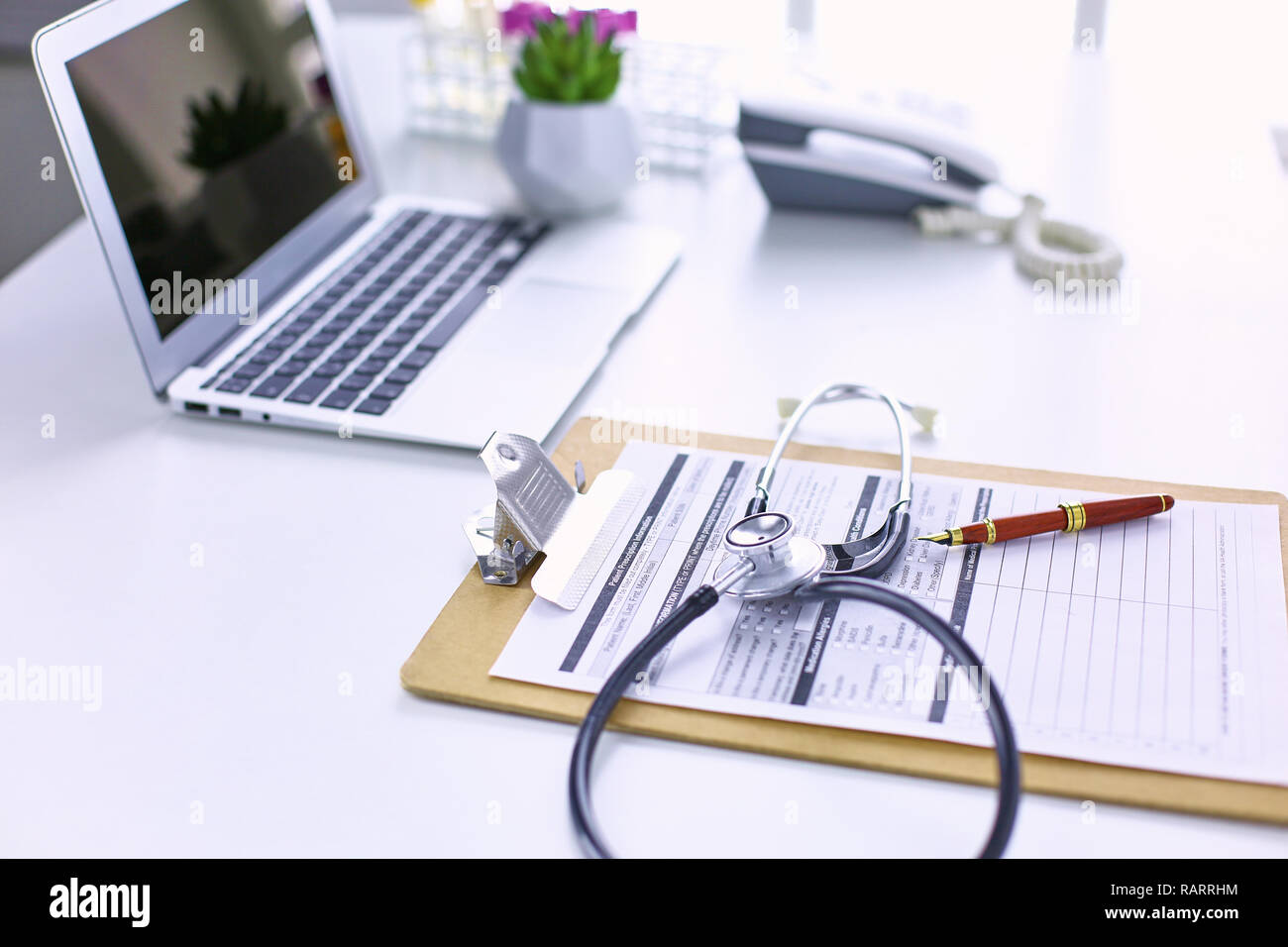Workplace of the doctor in the office Stock Photo - Alamy