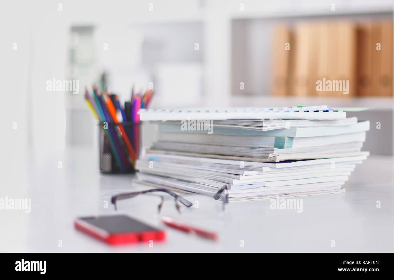 Workspace presentation mockup, Desktop computer and office supplies on ...
