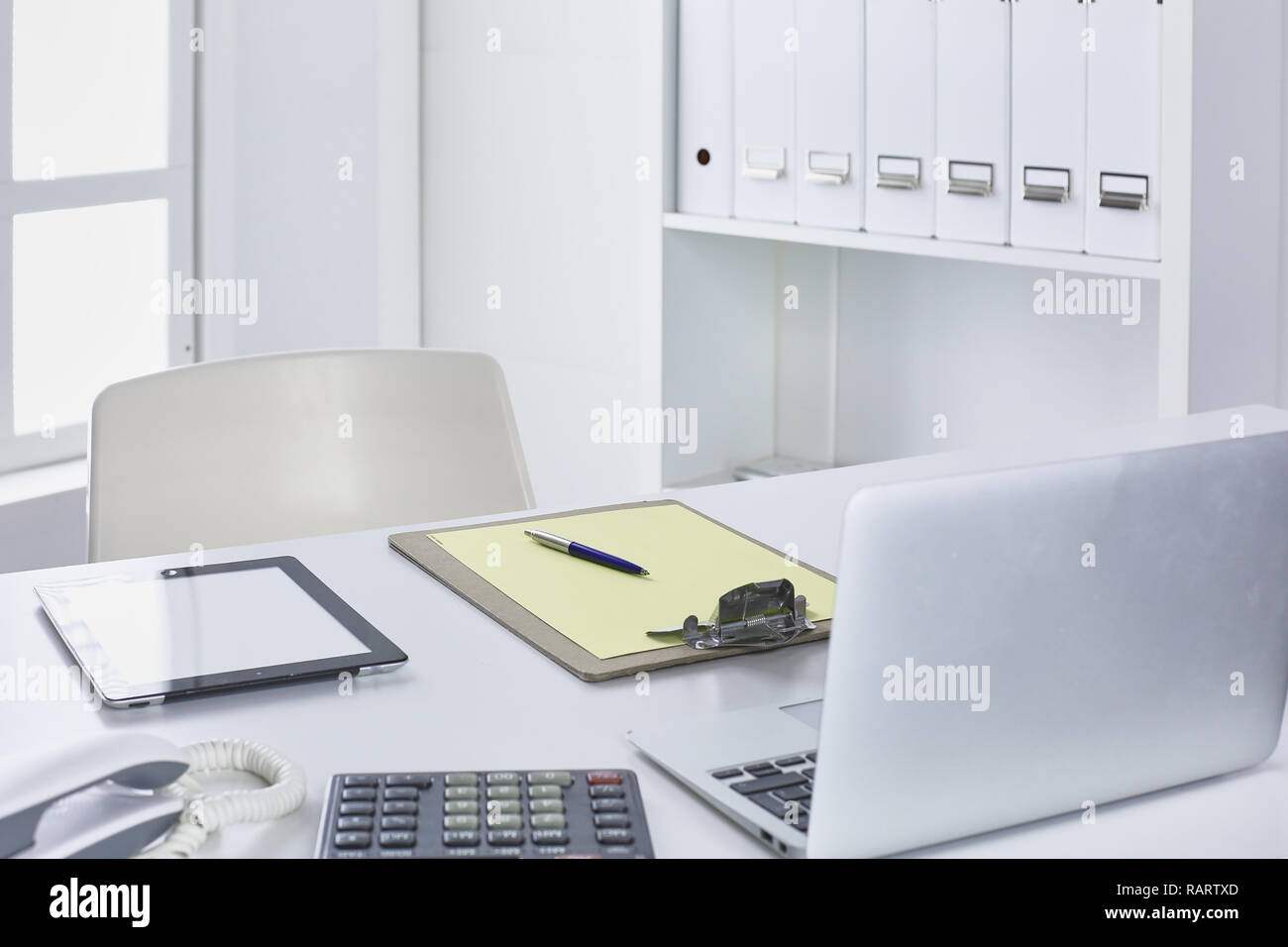 Workspace presentation mockup, Desktop computer and office supplies on ...