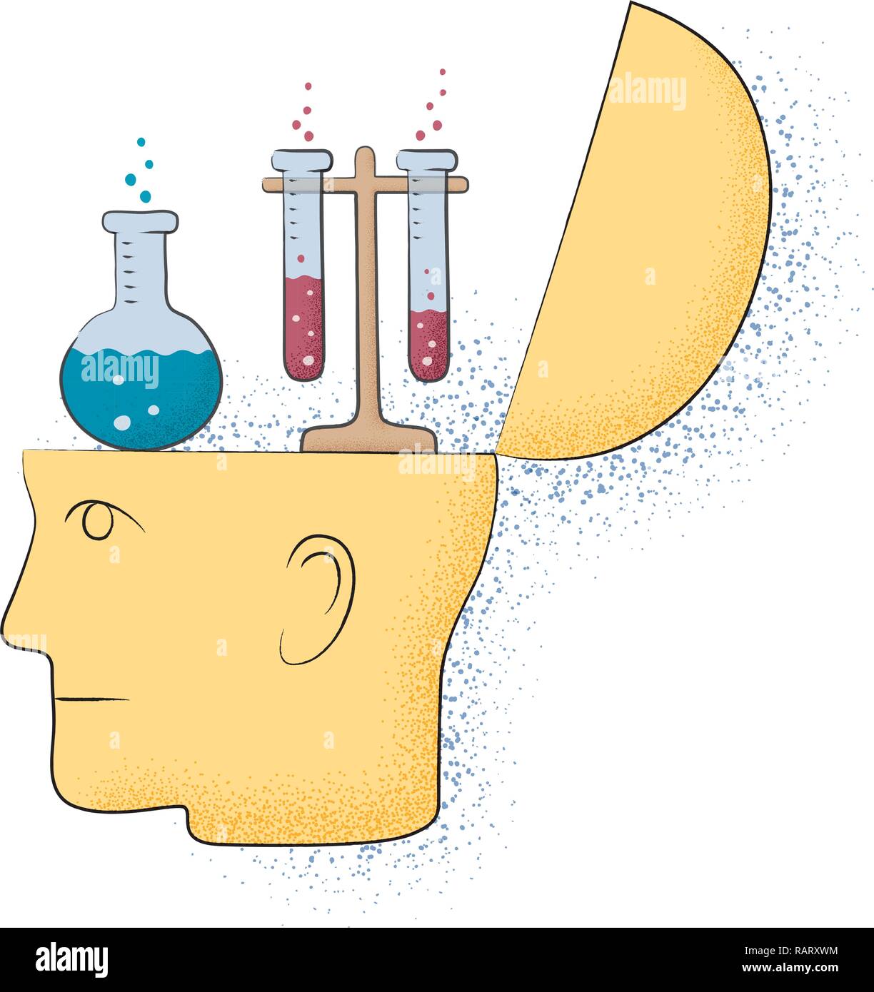 Symbolic drawing of a head and a chemistry thought Stock Vector Image ...